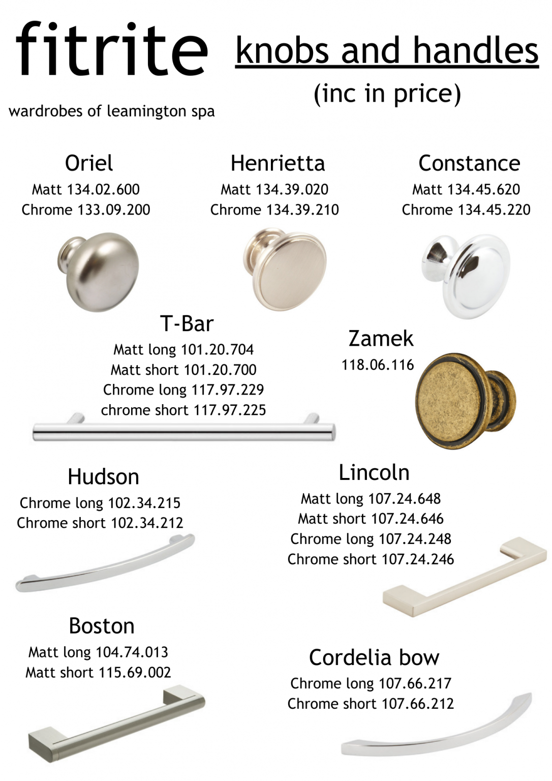 Knobs & Handles – Fitrite Fitted Wardrobes & Fitted Bedrooms